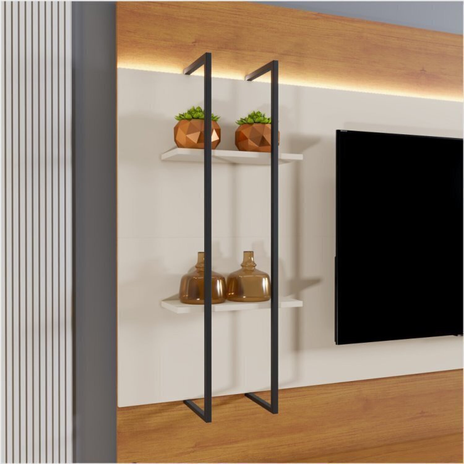 Conjunto Sala de Estar Painel com Led para Tv até 75 Polegadas e Rack ...