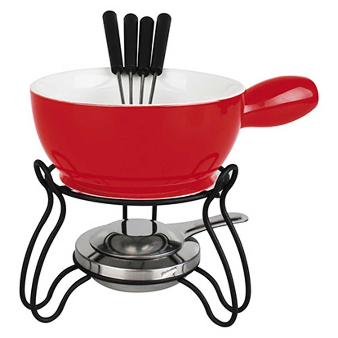 Conjunto de Fondue Lausanne cerâmica para 4 pessoas Vermelho | MadeiraMadeira