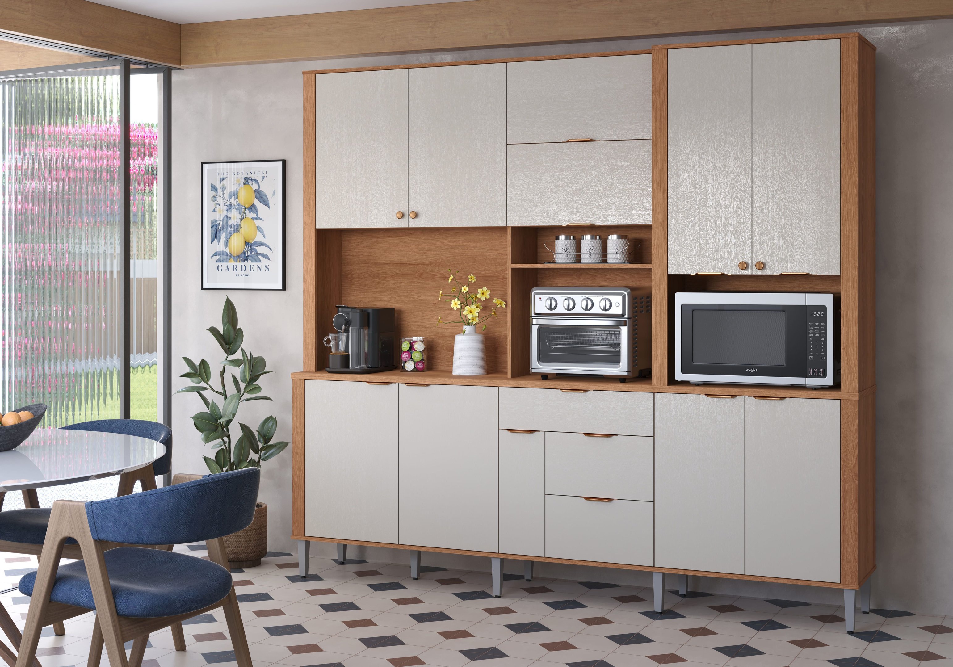Armário De Cozinha Grande Completo Com Balcão Kit Astra 2 40 Lukaliam