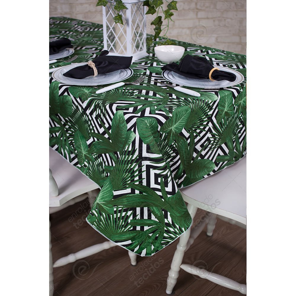 Toalha de Mesa Retangular em Tecido Jacquard Estampado Tropical ...