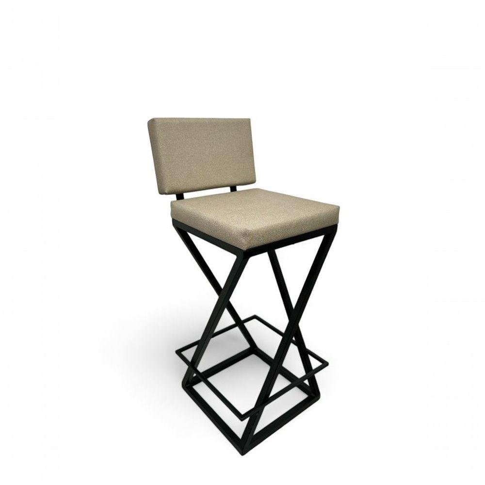 Banqueta Zênite com Encosto - Preto - Assento Estofado Bege - 75cm ...