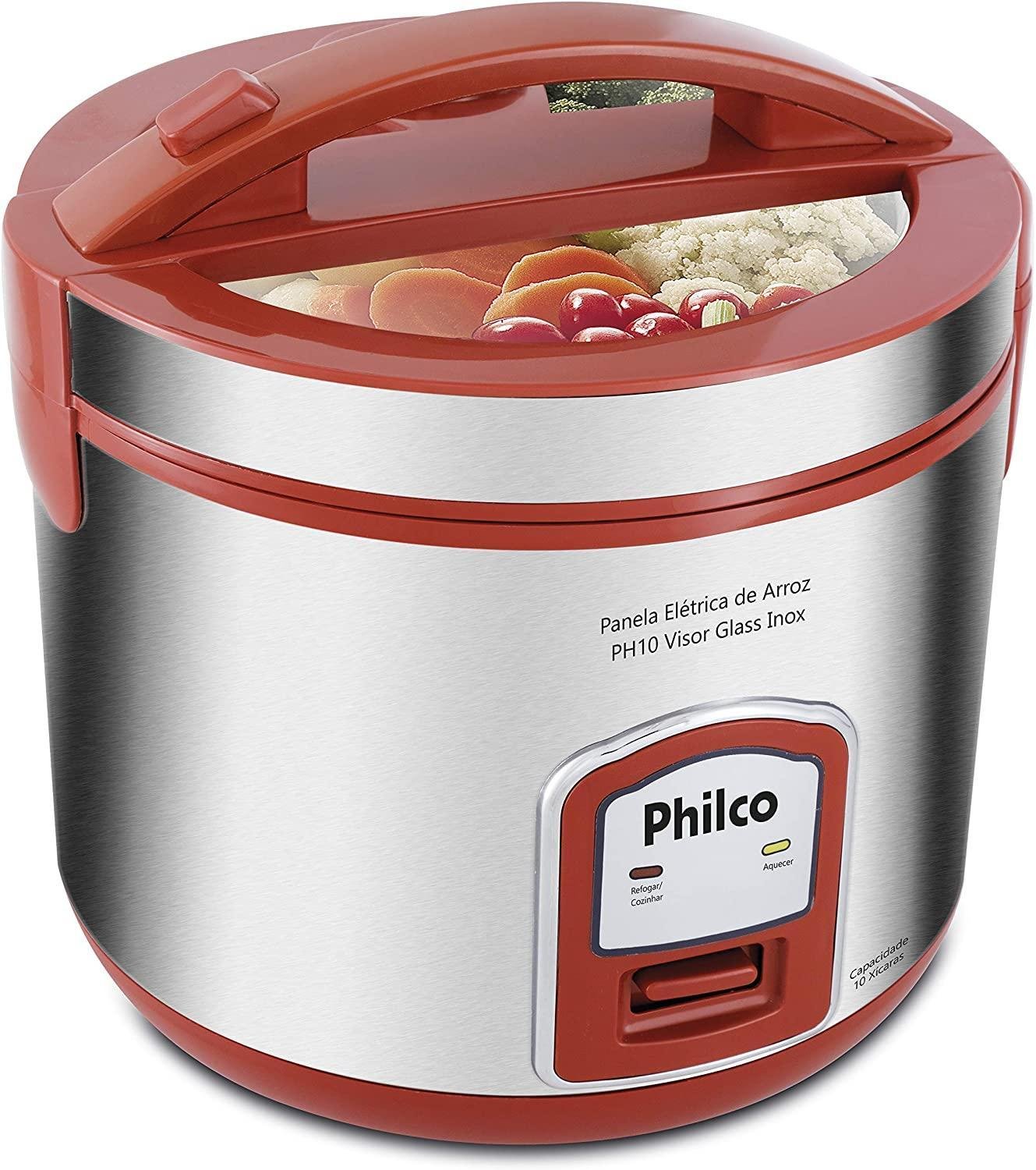 Arrozeira Elétrica a Vapor Philco Ph10 Visor Glass Inox 220v ...
