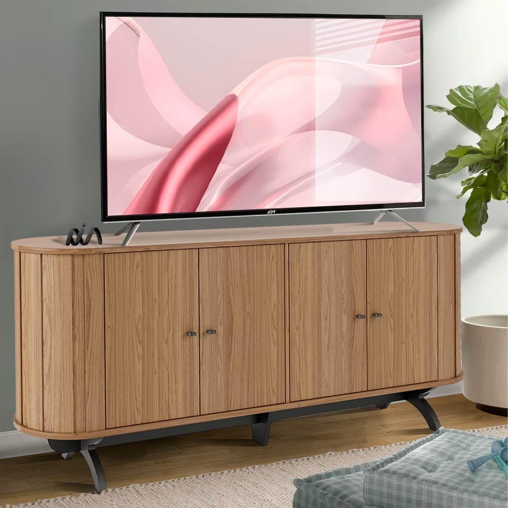 Rack Para TV Até 55 Polegadas 4 Portas Curvo TB296 Freijó Preto Fosco ...