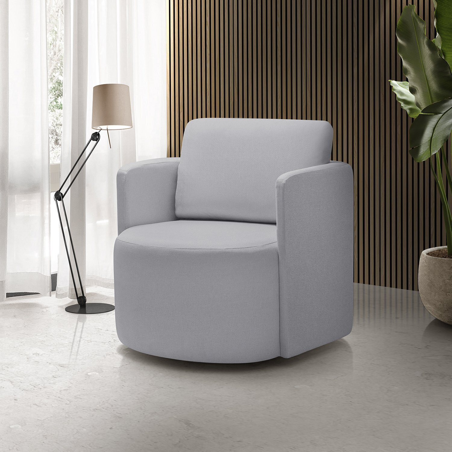 Poltrona para Sala de Estar Dakota Decorativa Pés Madeira Cinza ...