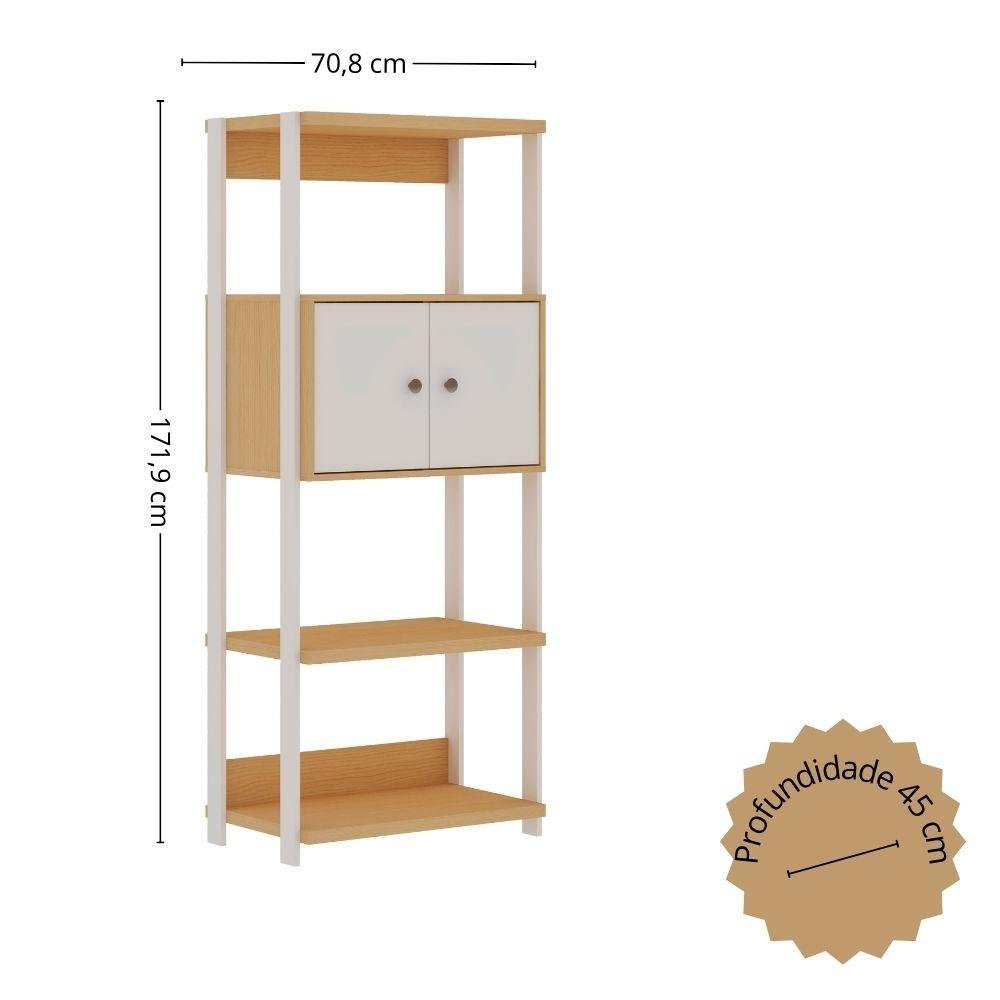Estante Livreiro Taurus com 2 Portas Freijo Estrutura Branco Genialflex ...