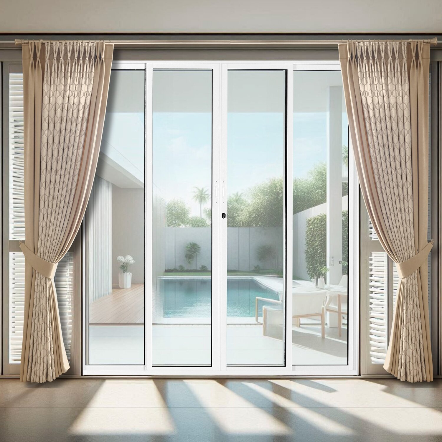 Porta de Correr Panoramica de Aluminio 210x200cm 2 Folhas Moveis e 2 ...