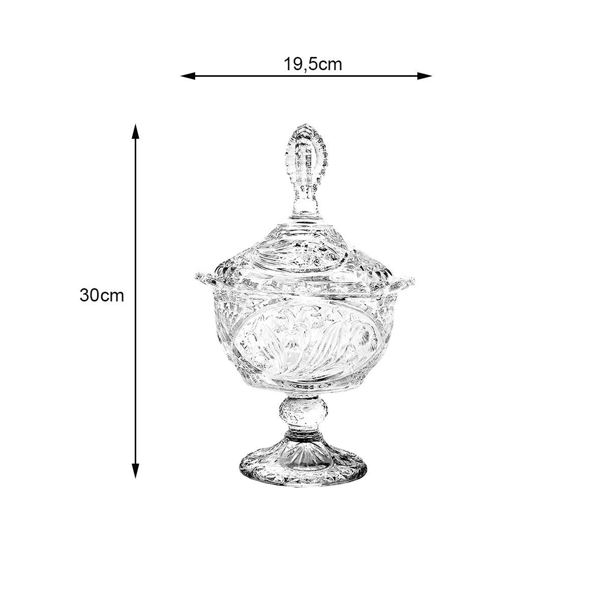 BOMBONIERE DE VIDRO TRANSPARENTE 30,5CM | MadeiraMadeira