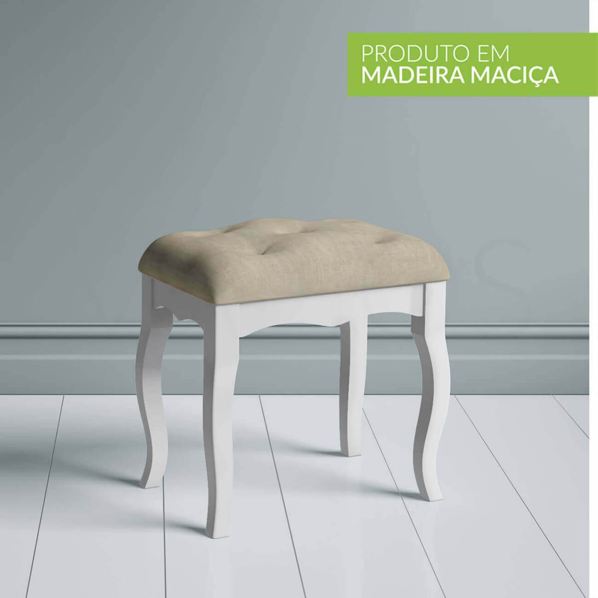 Banqueta Madeira Maciça Estofada Design Inglês - Para Quarto Valios ...