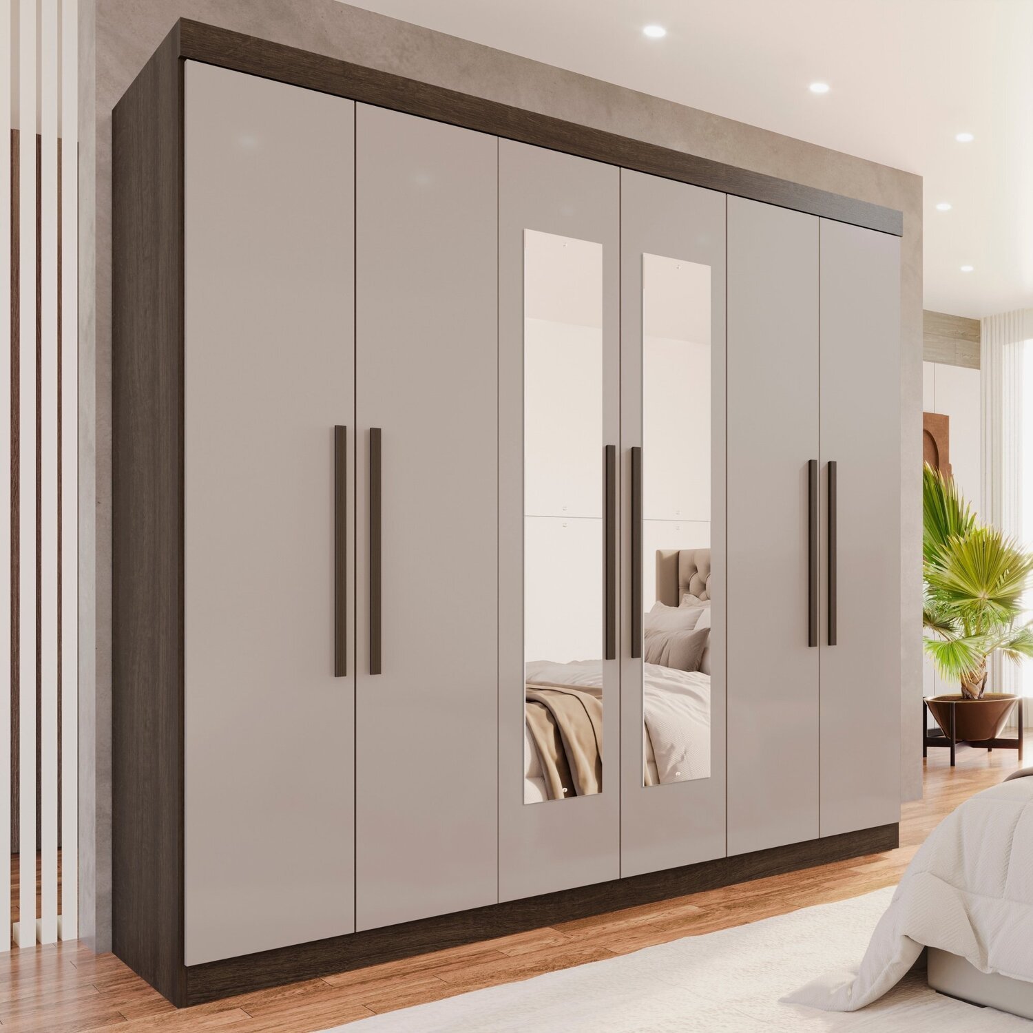 Guarda-Roupa Casal 6 Portas 4 Gavetas com Espelho New Malibu Espresso ...