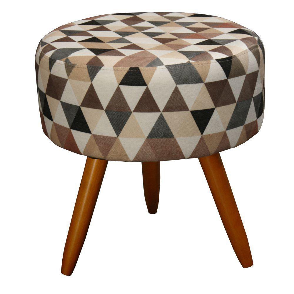 Poltrona Vitória + Puff Bali Estampa Triângulo Bege | MadeiraMadeira