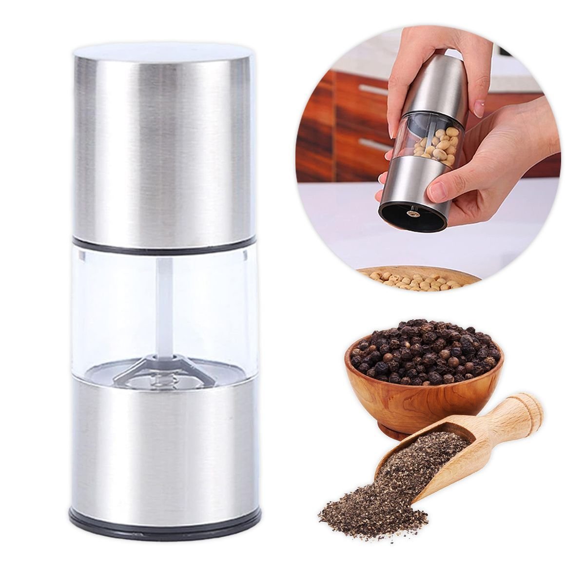 Moedor de Pimenta e Sal Manual Gourmet Aço Inox | MadeiraMadeira
