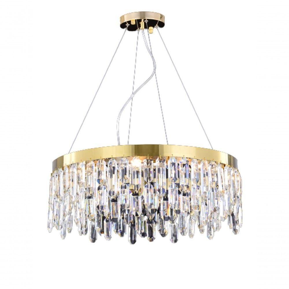 Pendente Tripoli Metal Dourado Com Cristais 6 Lâmpadas | MadeiraMadeira