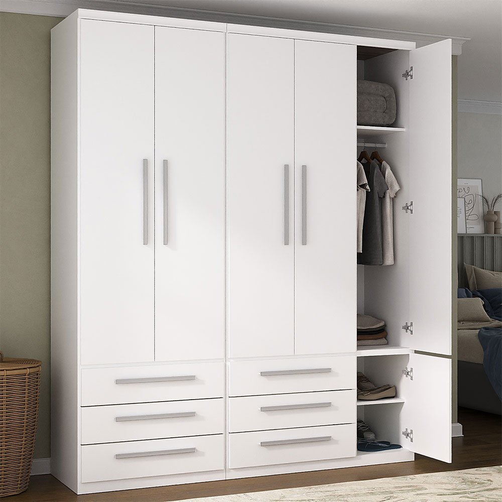 Guarda-roupa 5 Portas 6 Gavetas Modular 1310 Ilan Branco | MadeiraMadeira