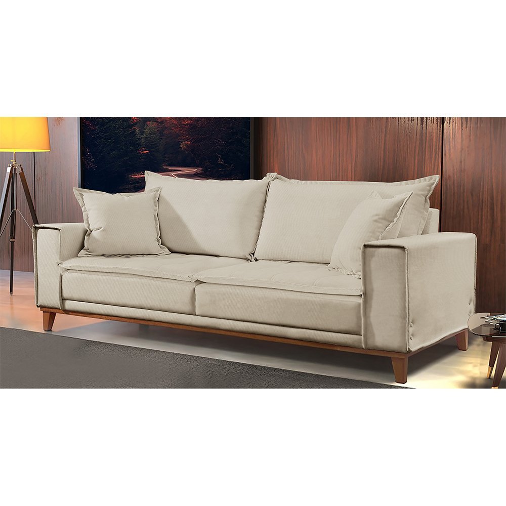 Sofá Fixo 2 Lugares Luxo 160 Cm Aquiles Bege Claro | MadeiraMadeira