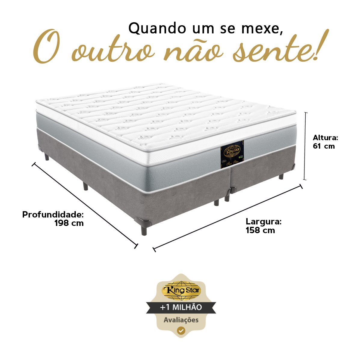 Cama Box Cinza e Colchão Five Star KingStar Colchões | MadeiraMadeira