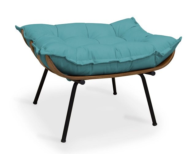 Puff Costela Suede Azul Turquesa | MadeiraMadeira