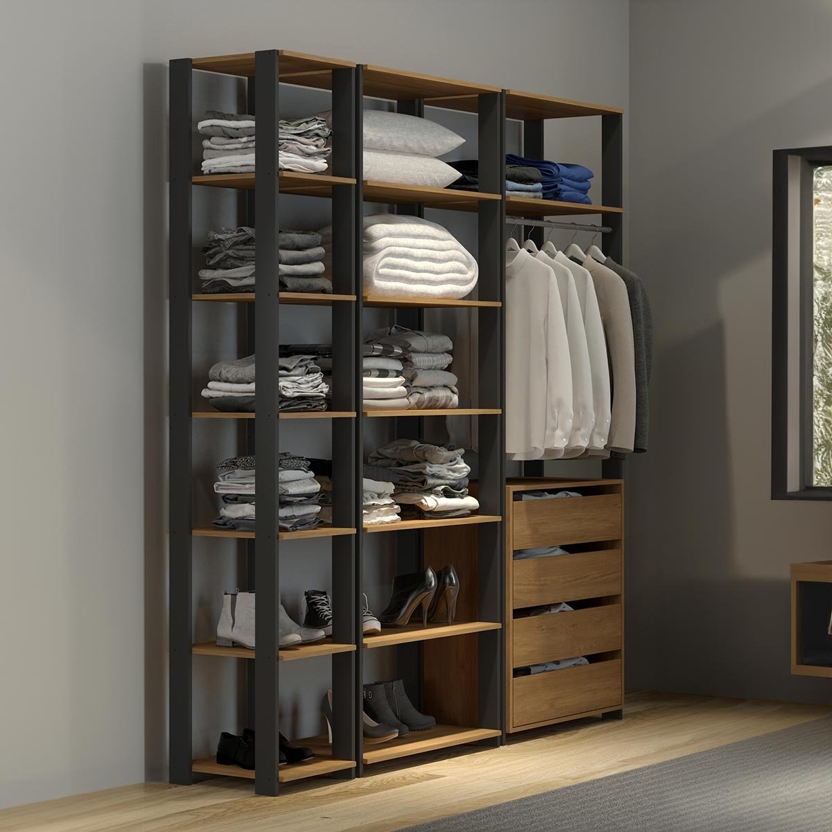Guarda Roupa Closet Aberto Modulado 175x220 Cm Estilo Industrial Bacco ...