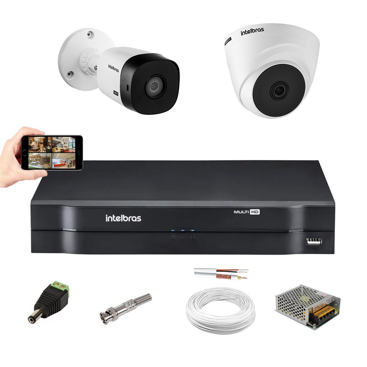 Kit Intelbras 1 Câm 1120D+1 Câm 1120B Dvr 4 Canais 1104 S/HD ...