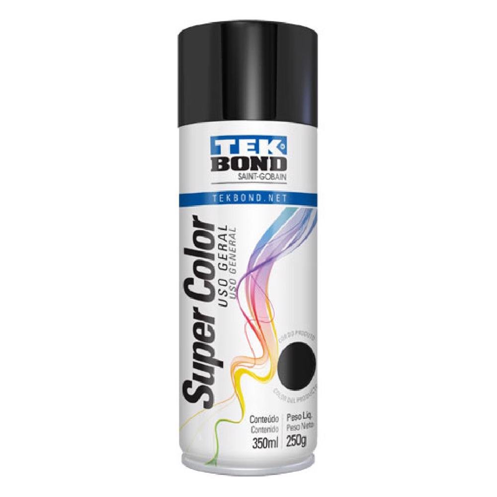 Tinta Spray Super Color Preto Brilhante Uso Geral 350ml - Tekbond ...