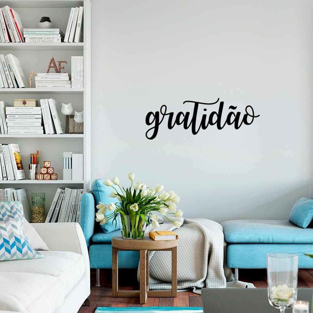 Adesivo de Parede Lettering Gratidão Agradecer Decoração Fácil Sala ...