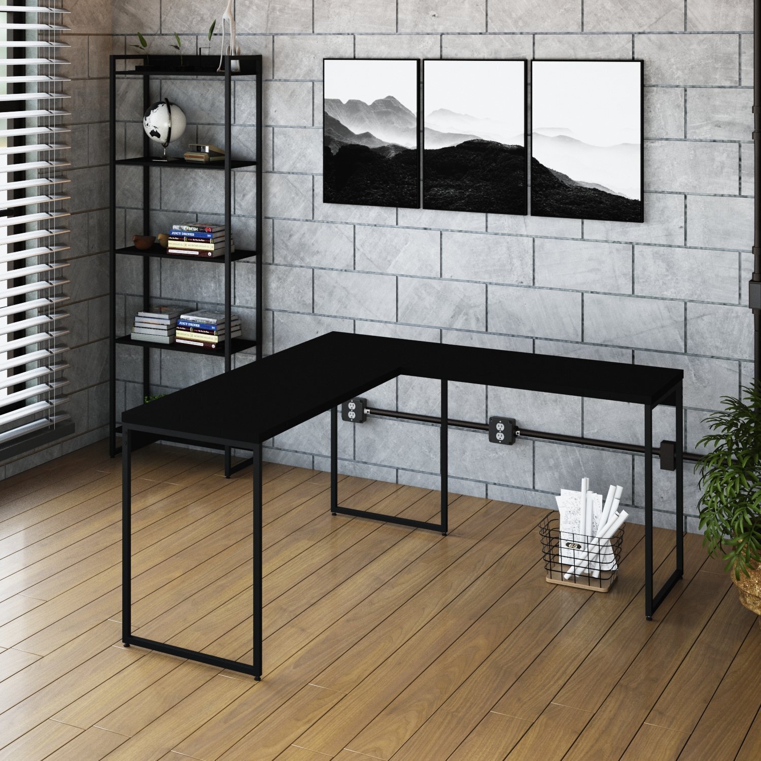 Escrivaninha L Estilo Industrial 150x140cm Dynamica Yescasa ...