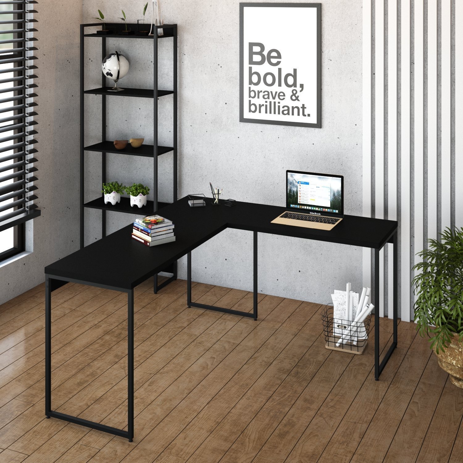 Escrivaninha L Estilo Industrial 150x140cm Dynamica Yescasa ...