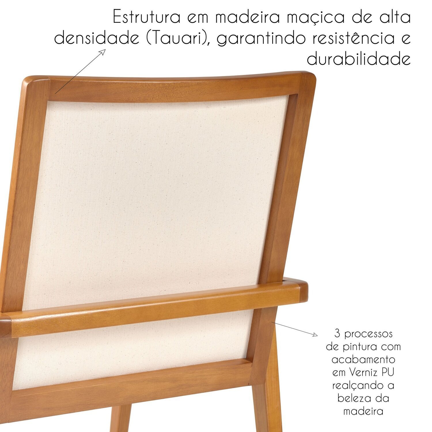 Conjunto 2 Cadeiras Madeira Maciça Encosto e Assento Estofado Siena ...