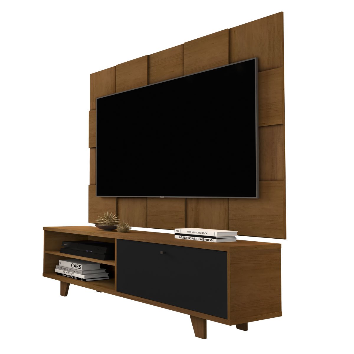 Rack Bancada com Painel Cairo Caramelo com Preto - MoveisAqui ...