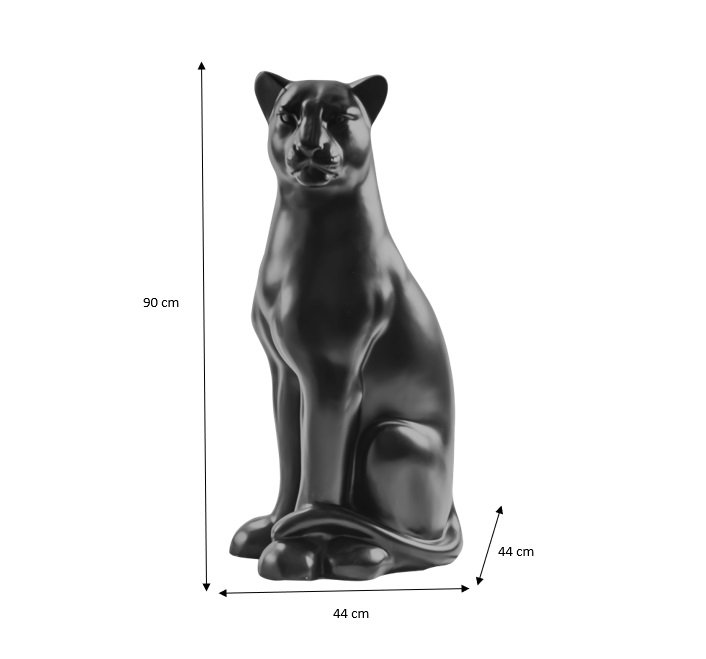 Escultura Obra de Arte Estátua Pantera Sentada Grande 90cm:preto Fosco ...
