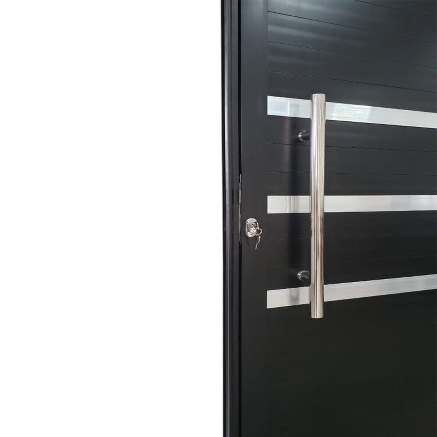 Kit com 2 Portas Pivotante de Alumínio 210 X 100cm com Friso e Vidro ...