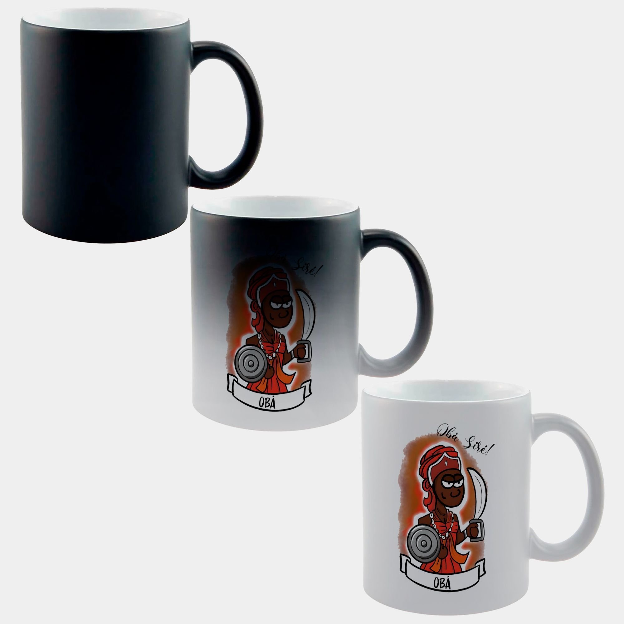 Caneca Mágica Fosca 325ml Y1 Orixa Oba Candomblé | MadeiraMadeira