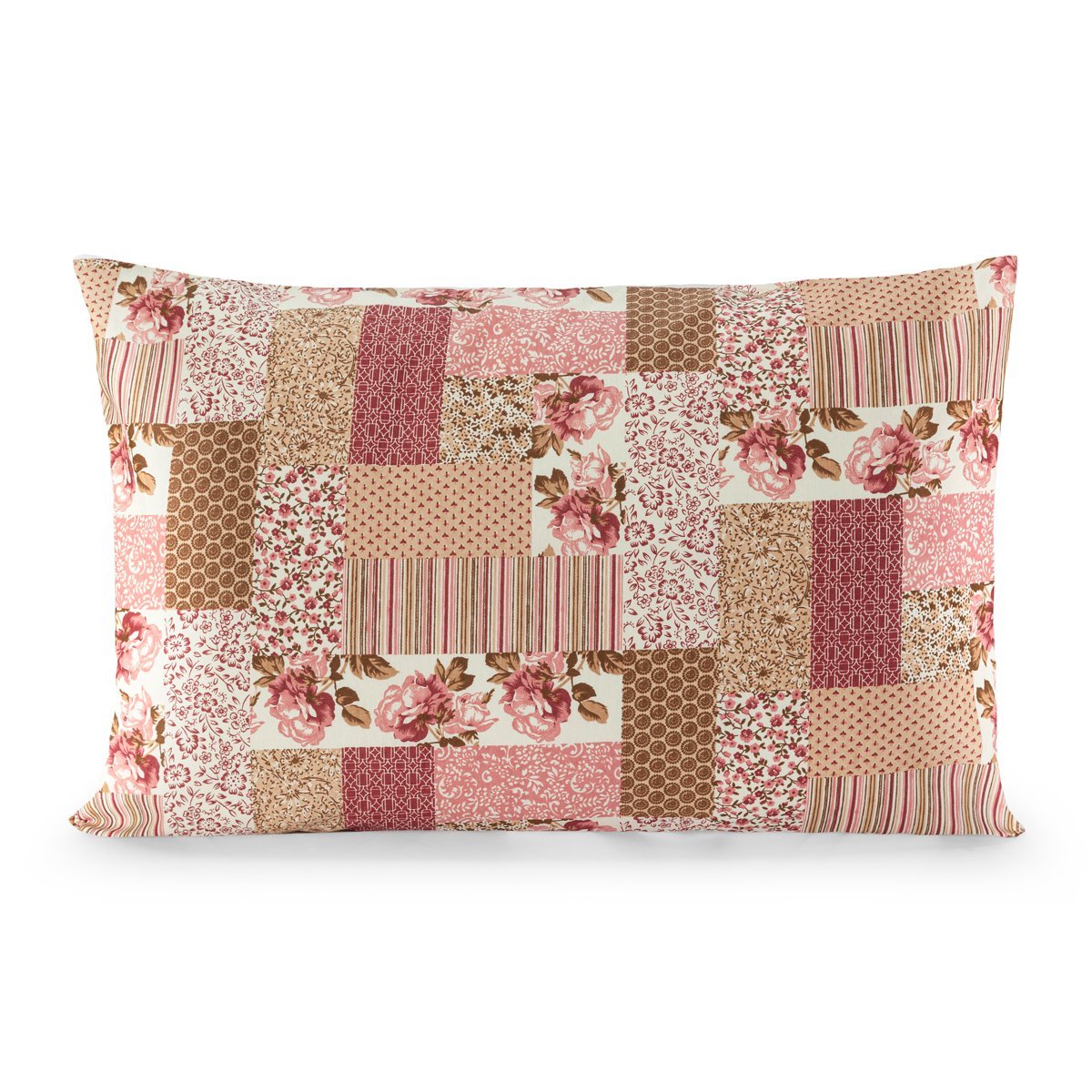 Kit 4 Fronhas 180 Fios 70cm x 50cm com Aba Patchwork Rosa | MadeiraMadeira