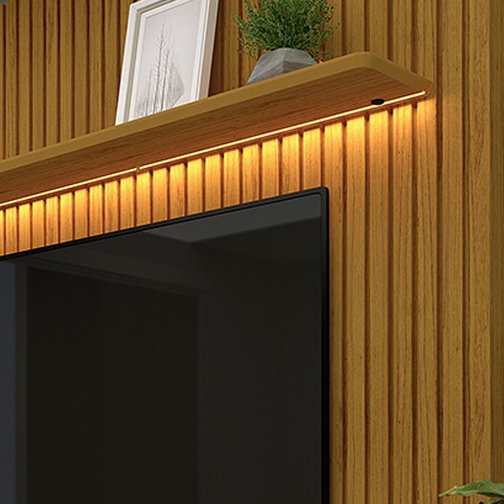 Painel Nobre Sem Nicho 185cm para TV até 75 Polegadas com LED Gelius Naturale | MadeiraMadeira