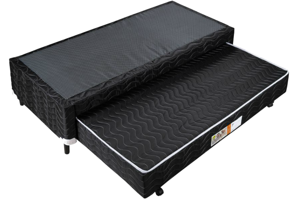 Bicama Box de Casal Preta Com Colchão Auxiliar Espuma D28 Preto ...