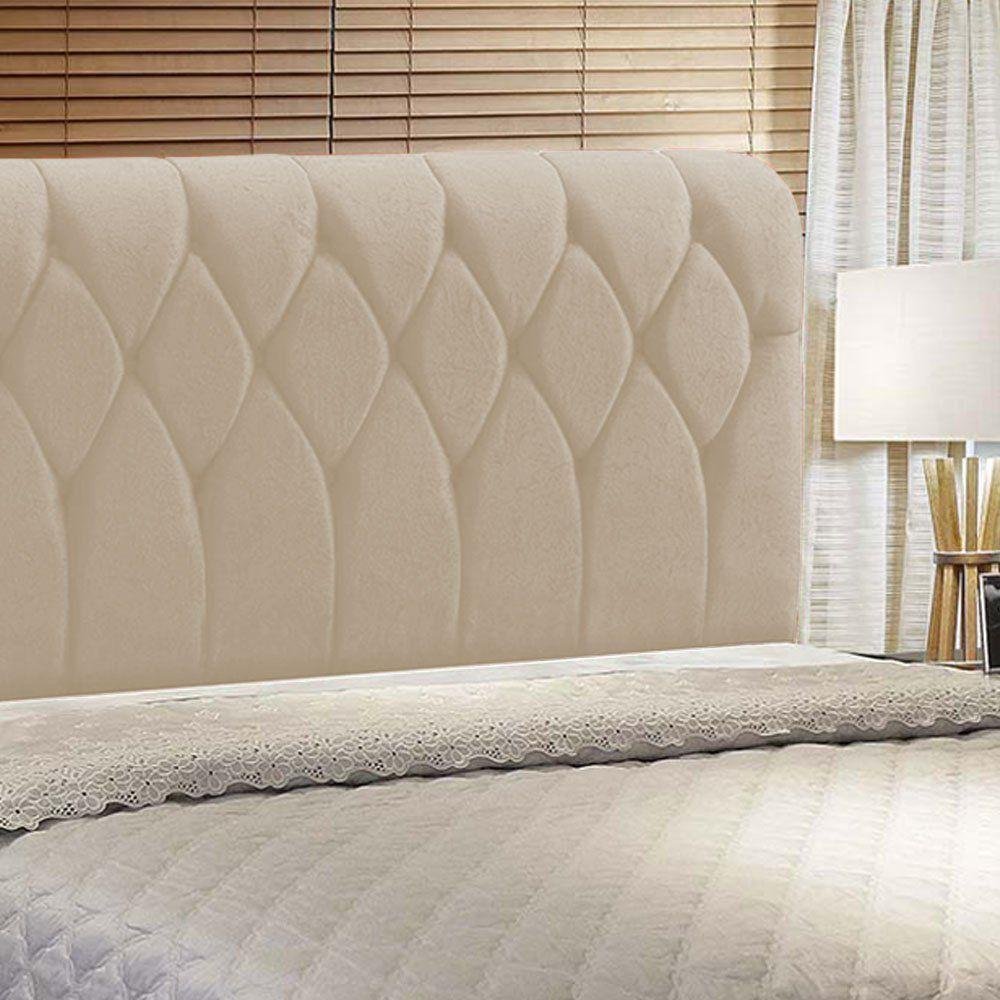 Cabeceira Miami Cama Box Queen 160 Cm Suede Bege Amassado | MadeiraMadeira