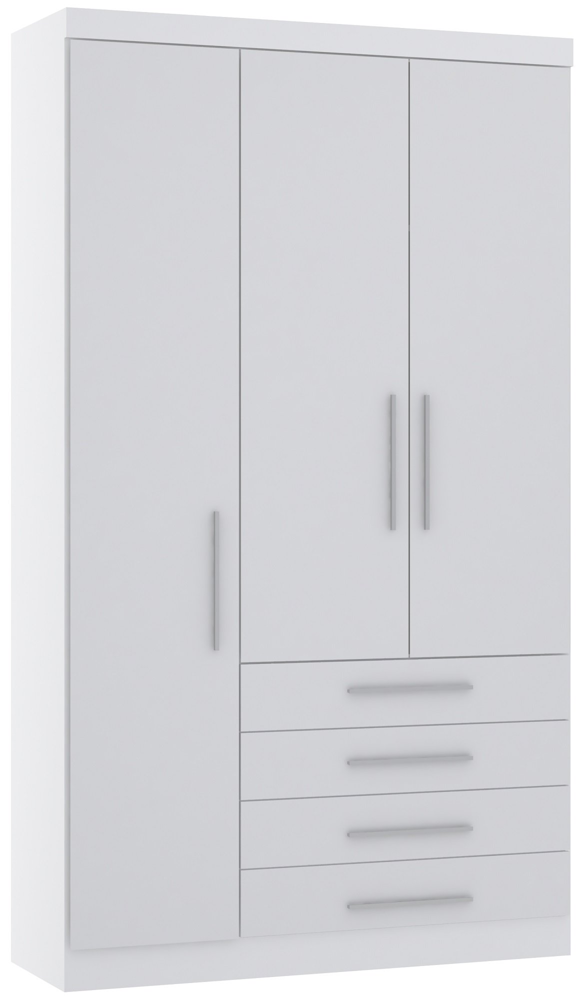 Guarda Roupa 3 Portas 4 Gavetas Alpes - Luciane Moveis Branco ...