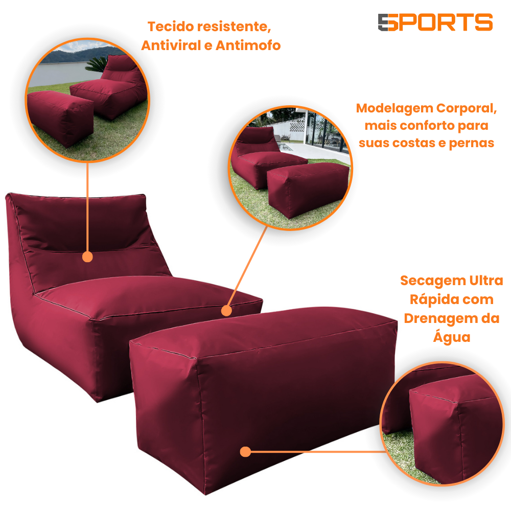 Puff Espreguiçadeira Banqueta Poltrona Cadeira apoio pés pernas Sofa ...