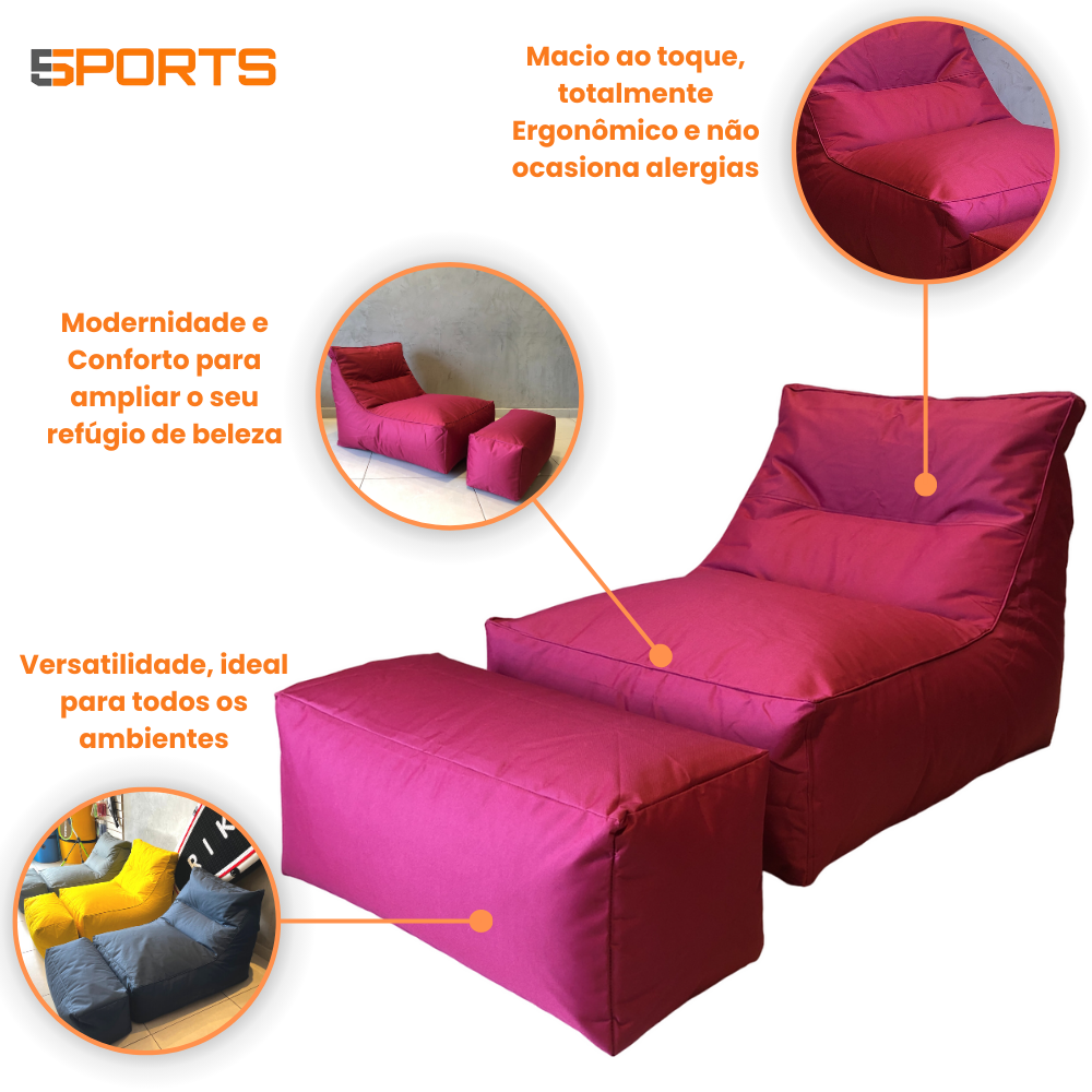Puff Espreguiçadeira Banqueta Poltrona Cadeira apoio pés pernas Sofa ...