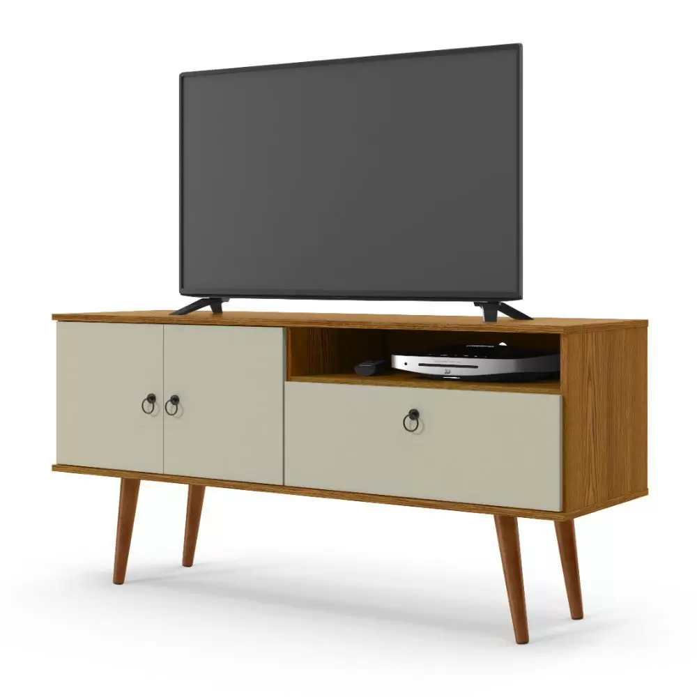 Rack Topázio Patrimar 137cm - CUMARU/OFF WHITE | MadeiraMadeira