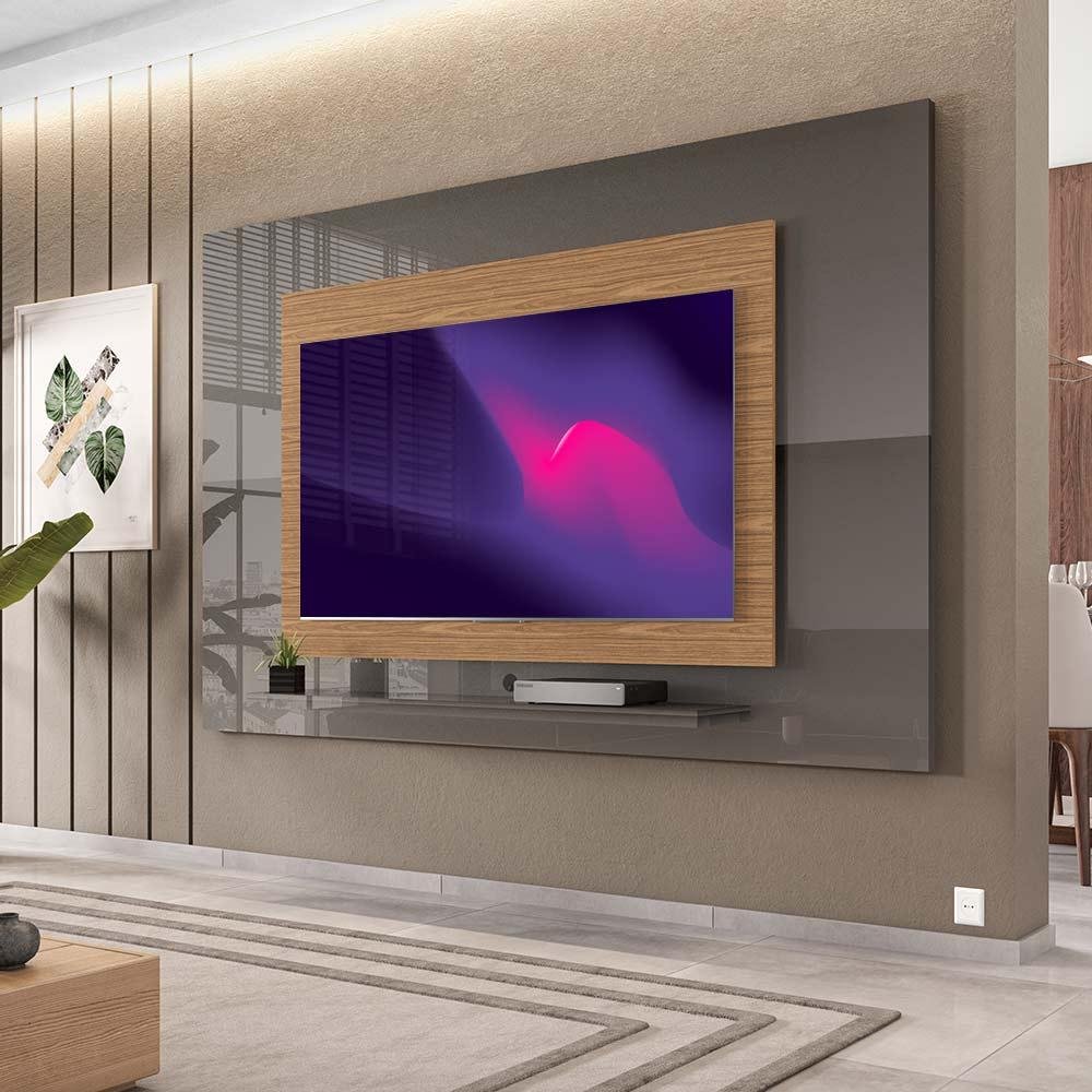 Painel De TV 65 Polegadas Cinza Perola Noce Eros III Casa D ...