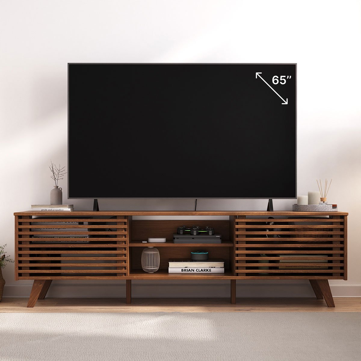 Rack Sala para Tv 65 para Bancada Madeira 2 Portas Rian Idimex ...