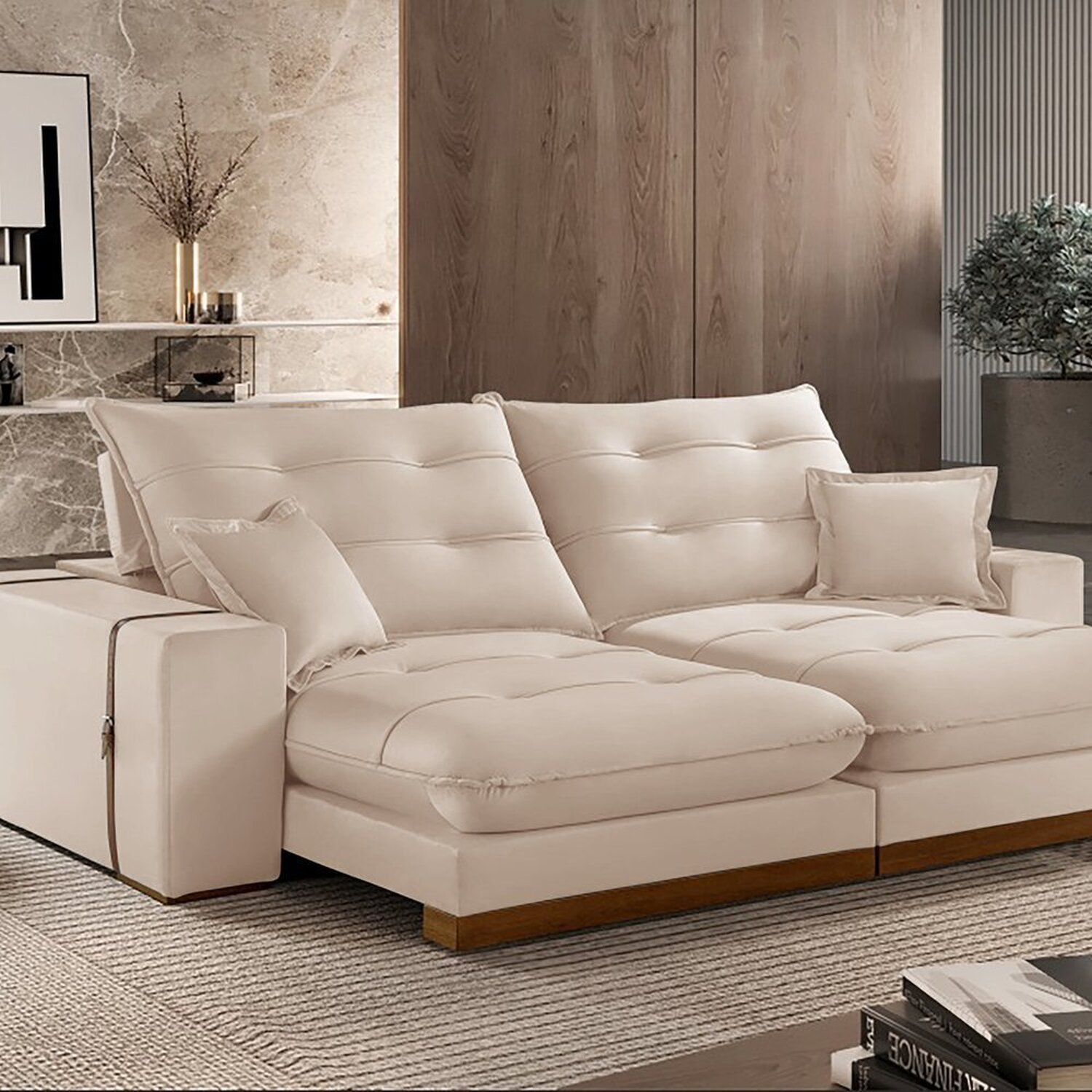 Sofá 230cm Retrátil e Reclinável Fazzio com Molas Ensacadas 2 Lugares ...