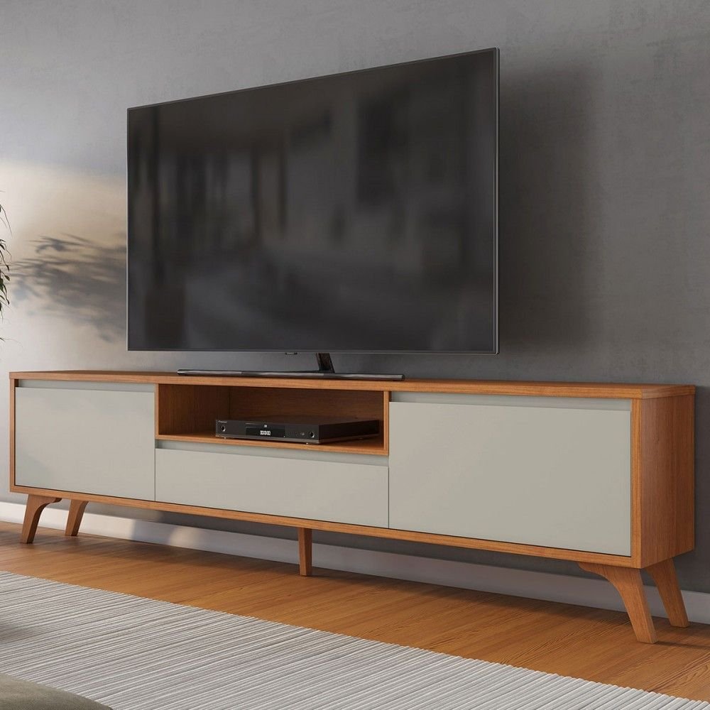 Rack para Tv até 75 Polegadas Piazza New 3 Gavetas Naturalle/off White ...