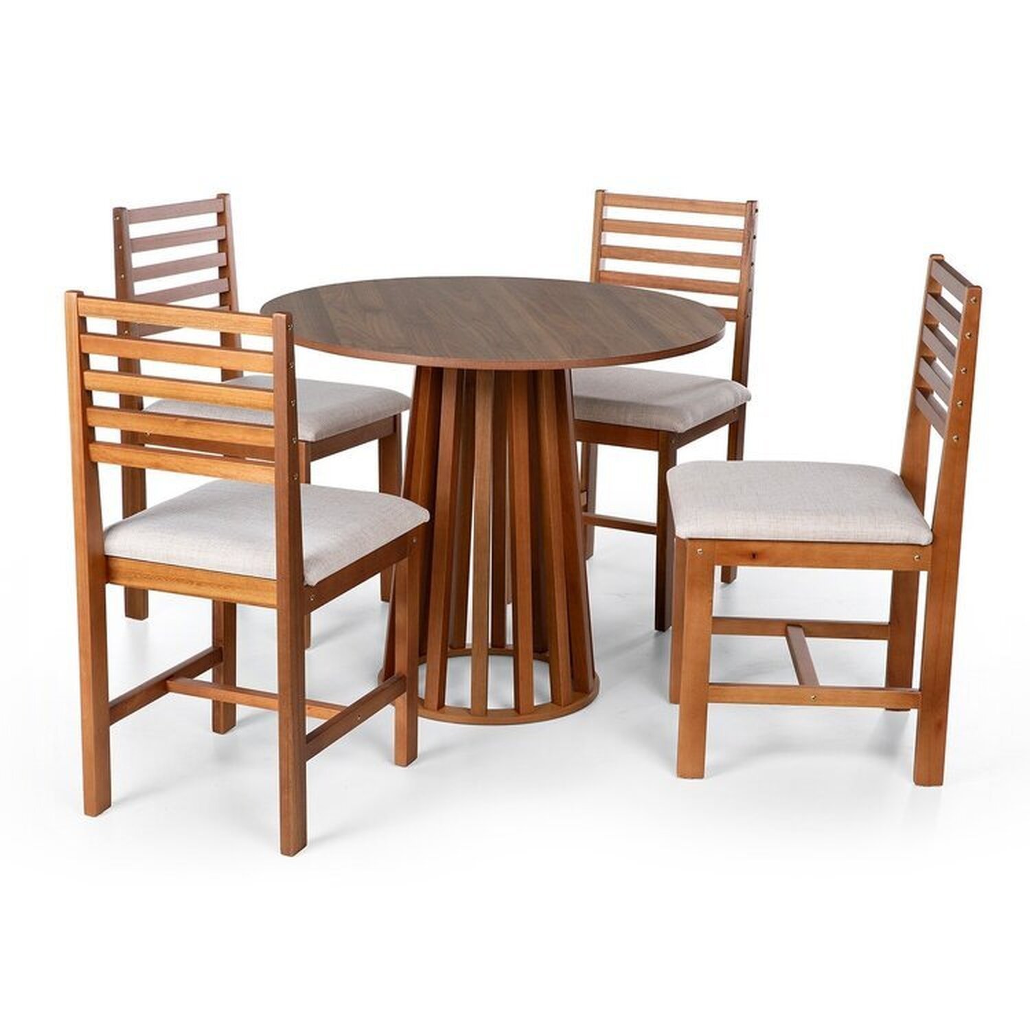Conjunto Mesa de Jantar Talia 90cm e 4 Cadeiras Luna Estofadas ...