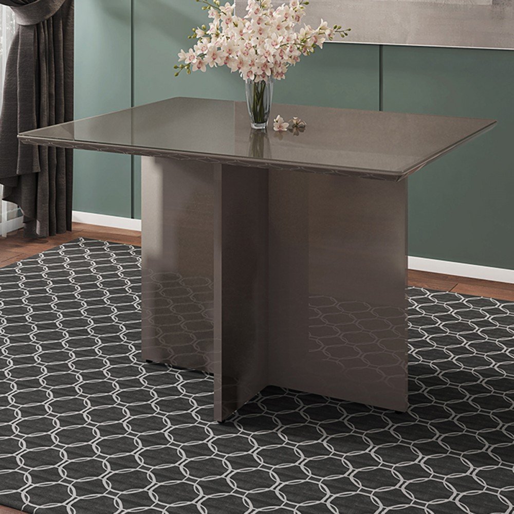 Mesa de Madeira Lisboa com Tampo de Vidro Cinza Perola 050516 - Casa D ...