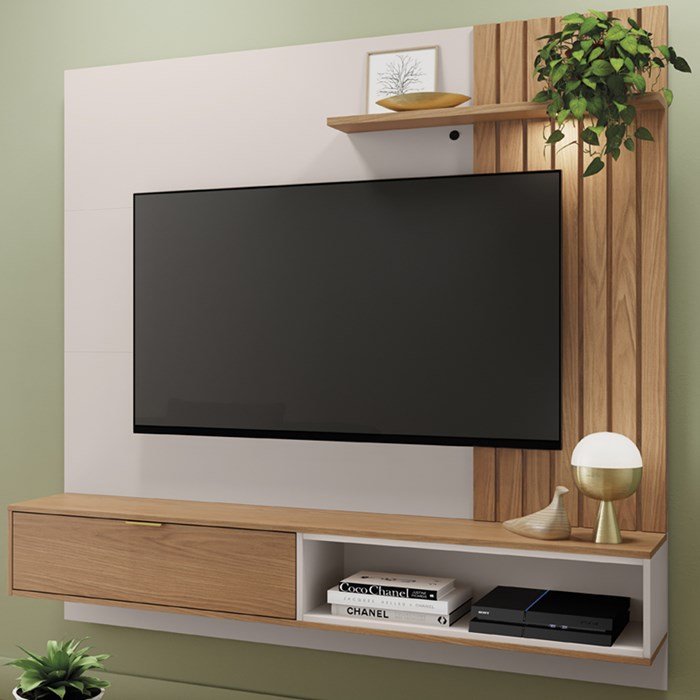 Painel Home para Tv 60 Polegadas Tocantins Off White Freijo Clb ...