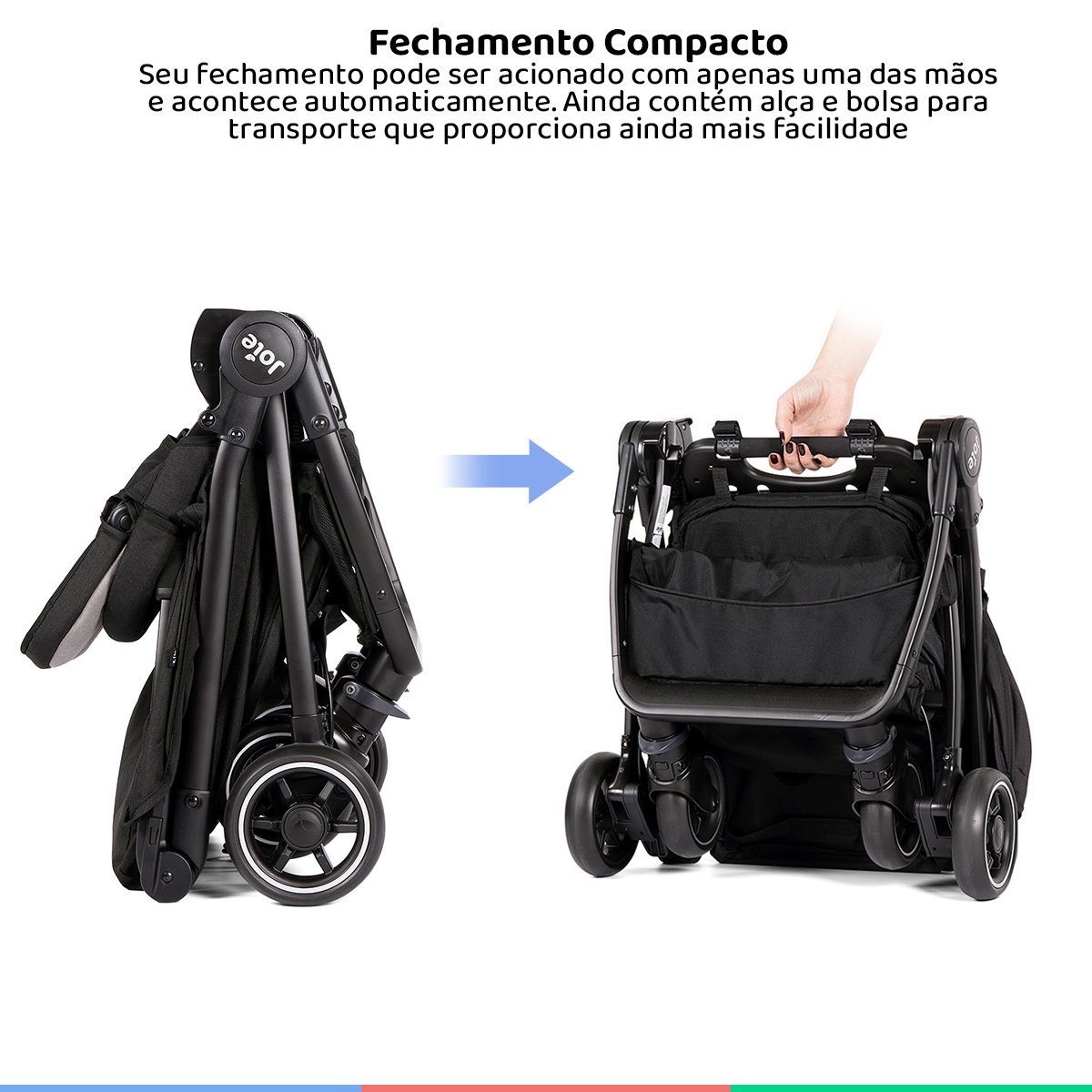 Carrinho de Bebê Passeio Compacto Leve 0 Meses Até 15Kg Reclinável Pact ...