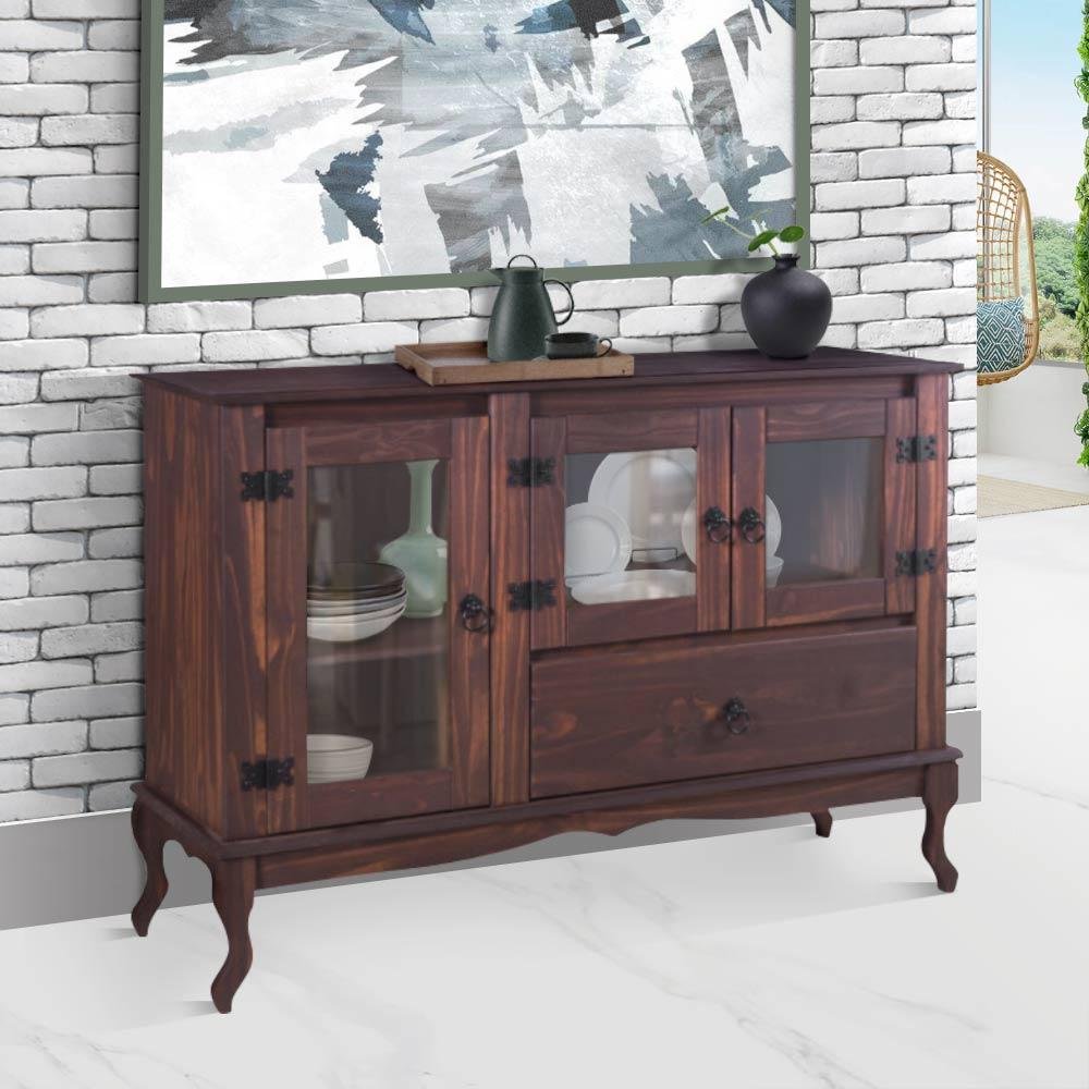 Buffet Rustico para Cozinha Madeira Maciça Imbuia | MadeiraMadeira