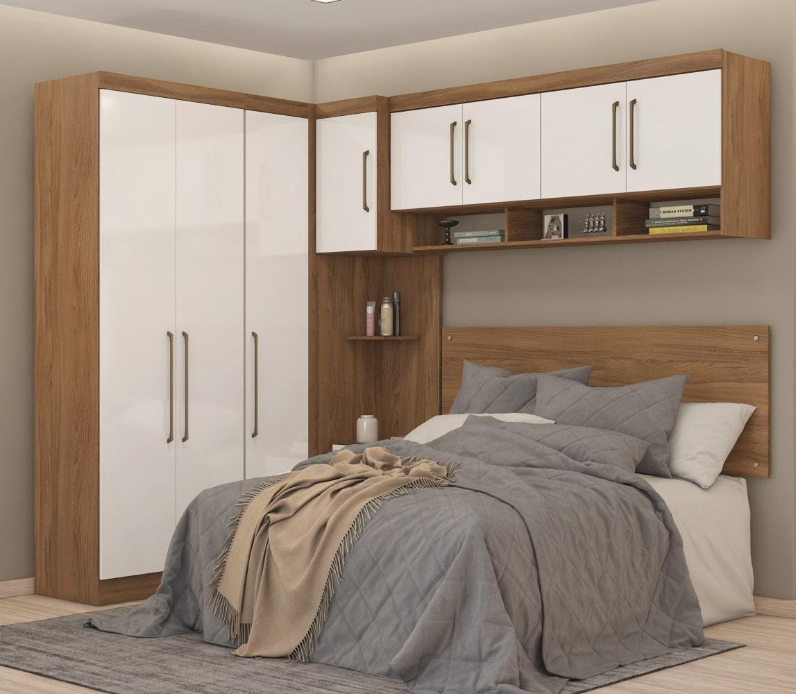 Jogo de Quarto Casal Modulado Módena Amêndola Branco - Demóbile ...