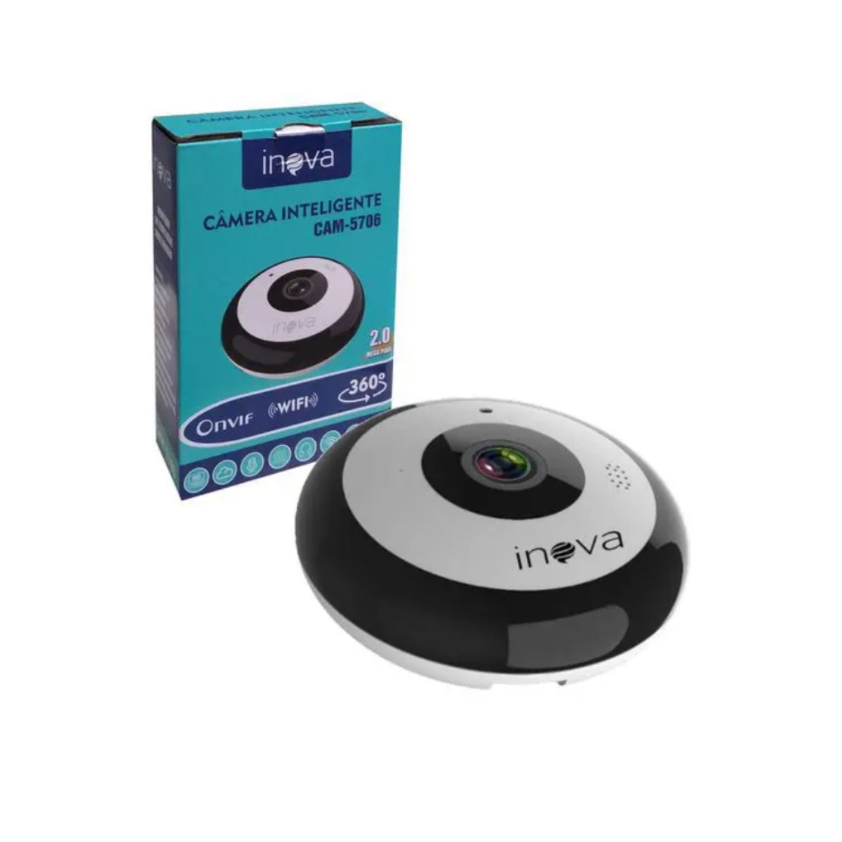 Câmera Ip Wi-fi 2mp Fisheye 360º Onvif Áudio Inova Cam-5706 ...